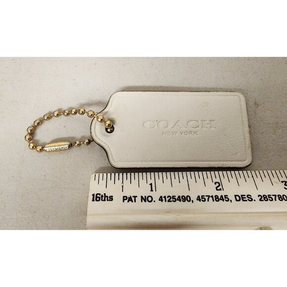 Coach | Bags | Coach Tag Charm Purse Hang Tag White Leather Gold Key ...
